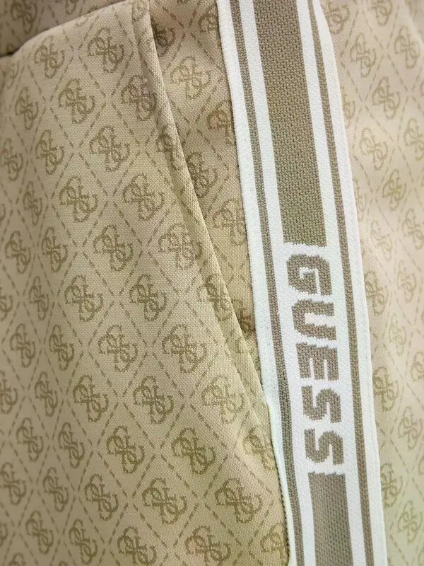 Guess Monogram Print Side Stripe Shorts