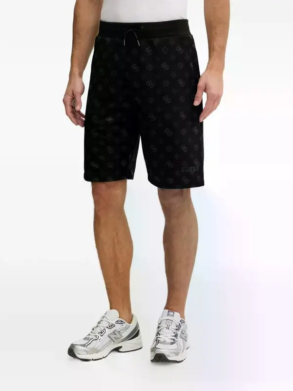 Guess Monogram Print Drawstring Shorts - Black