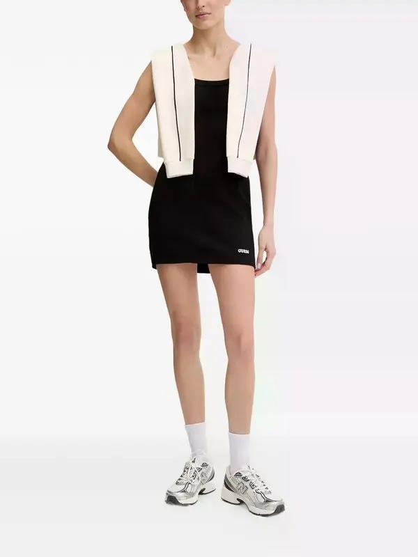 Guess Ribbed Knit Logo Detail Mini Dress