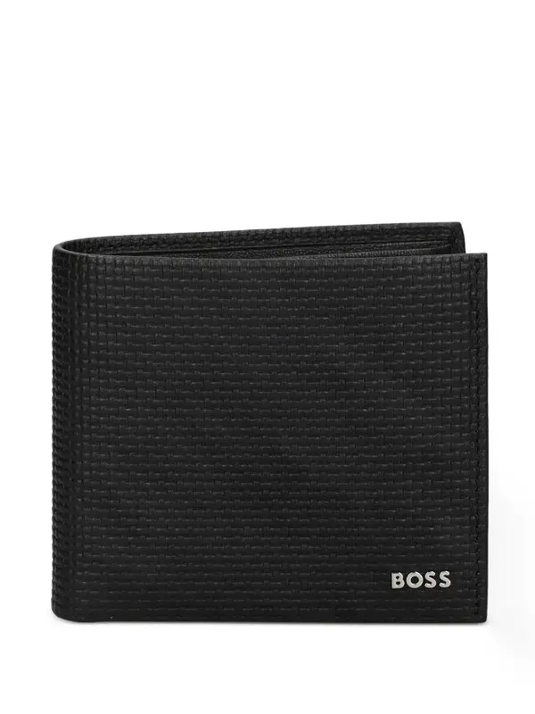 BOSS Woven-effect Leather Wallet - Black