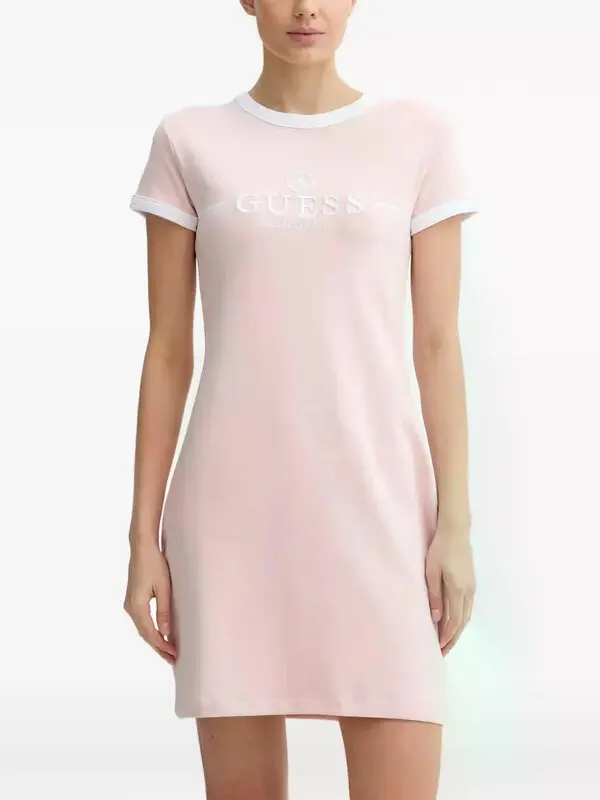 Guess Embroidered Logo T-shirt Midi Dress - Pink
