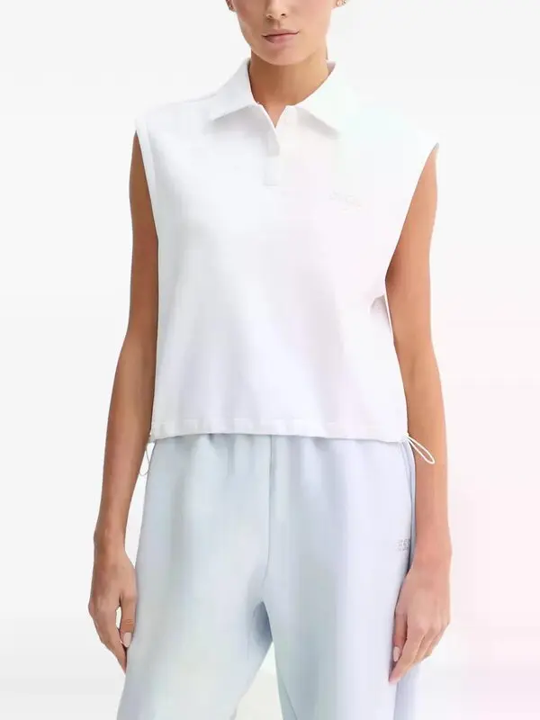 Guess Sleeveless Polo Shirt With Drawstring Hem - White