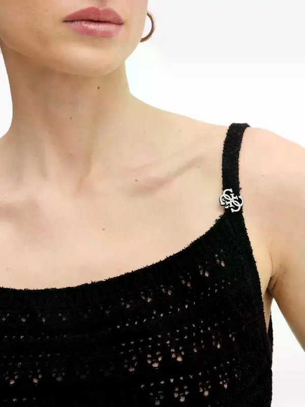 Guess 4g-plaque Pointelle Knit Tank Top