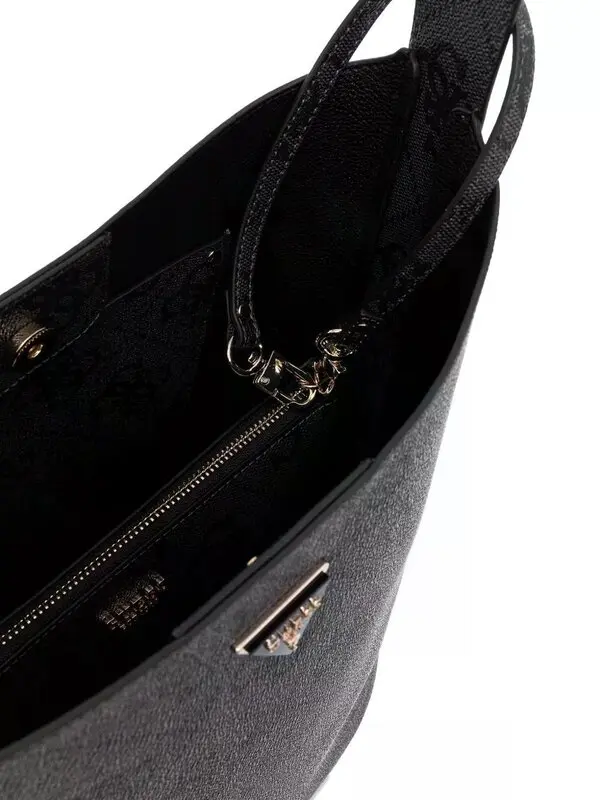 Guess Monogram Print Logo Plaque Tote Bag