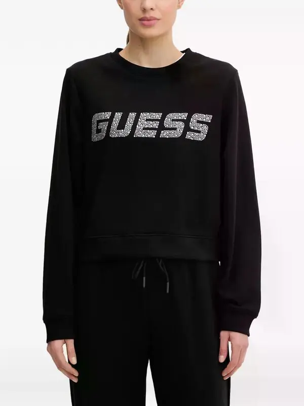 Guess Embellished Cropped Sweatshirt - Black