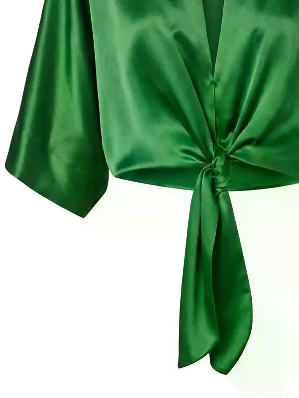 THE SEI Dolman Tie-front Silk Blouse
