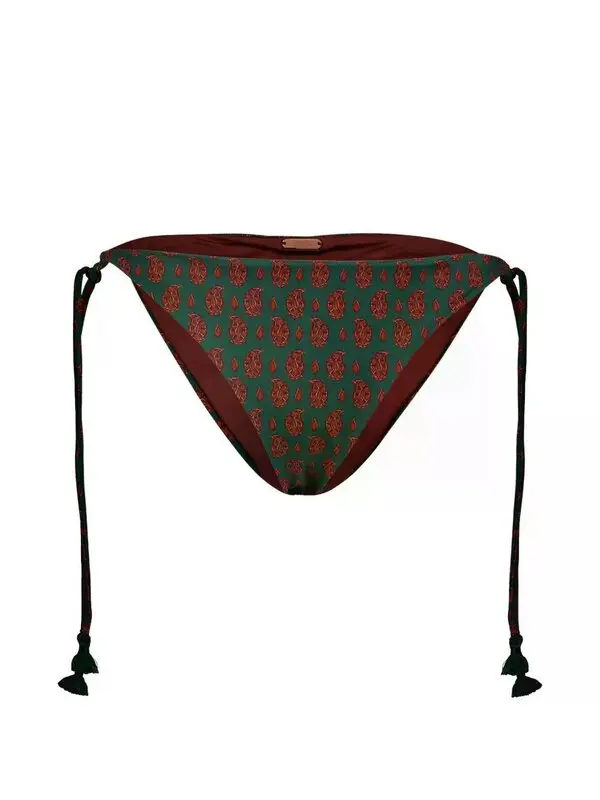 Johanna Ortiz Sagrado Paisley-print Bikini Bottoms - Green
