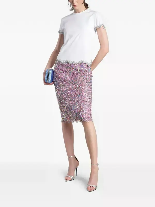 Costarellos Naia Sequin-embellished Lace Midi Skirt