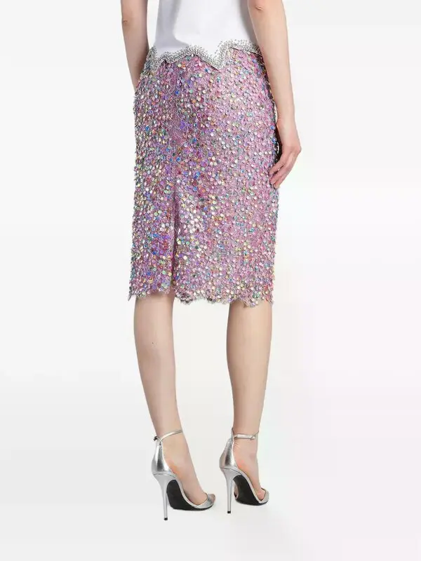 Costarellos Naia Sequin-embellished Lace Midi Skirt