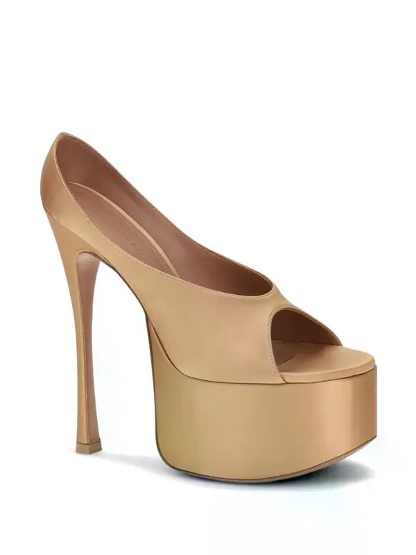 Amina Muaddi Anok Plateau Satin Pumps