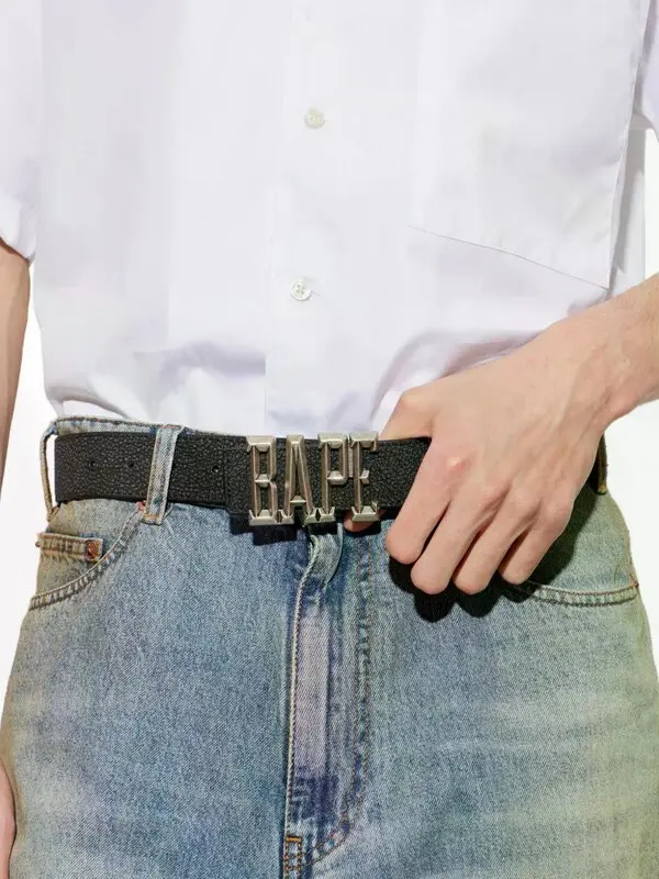 A BATHING APE Logo Buckle Leather Belt