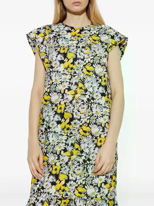 Marni Floral Print Tiered Midi Dress
