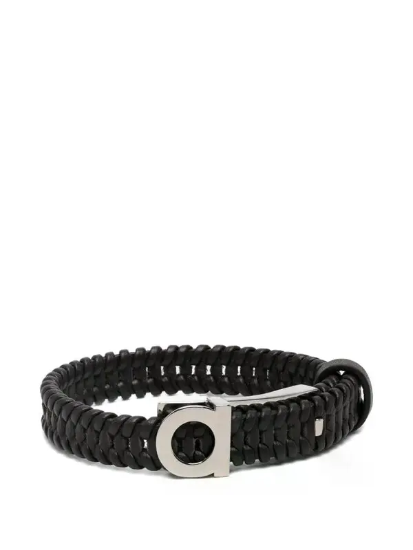 FERRAGAMO Gancini Braided Leather Bracelet