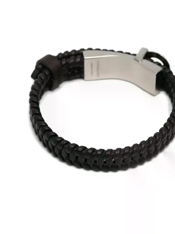 FERRAGAMO Gancini Braided Leather Bracelet