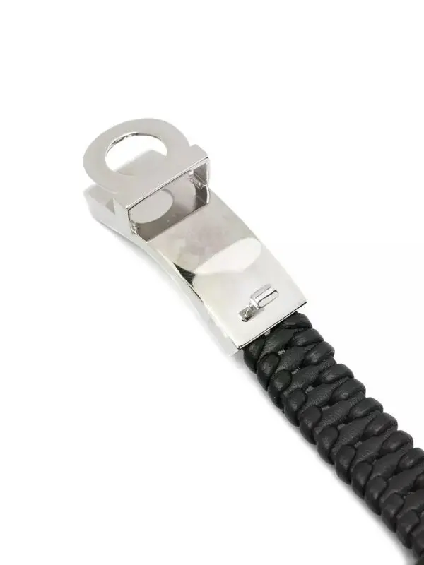 FERRAGAMO Gancini Braided Leather Bracelet