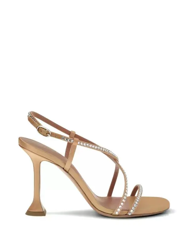Amina Muaddi Sally Crystal-embellished Sandals - Neutrals