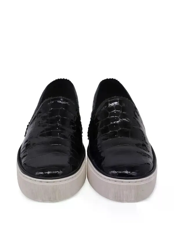 STUART WEITZMAN Croc-embossed Leather Sneakers
