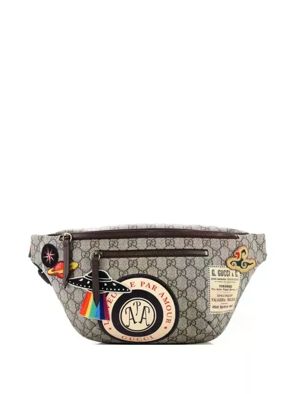 Gucci Courrier Zip Gg Coated Canvas Belt Bag With Applique - Brown
