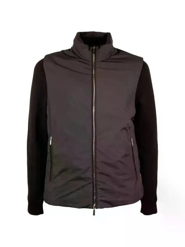 MOORER Paneled Zip-up Jacket - Brown