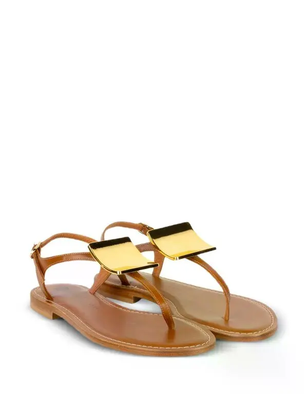 Roberto Festa Flat Sandals With Plaque Detail - Brown