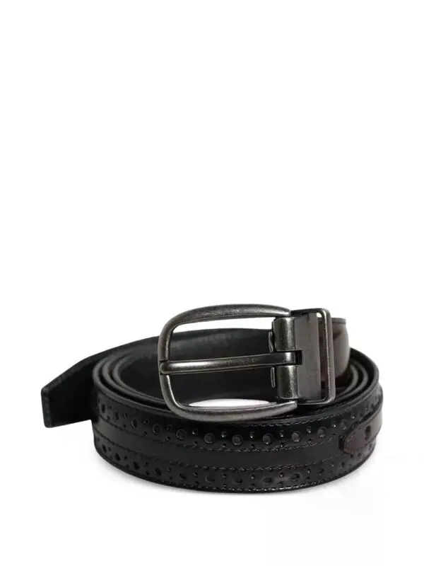 Dolce & Gabbana Brogue-detailed Leather Belt - Black