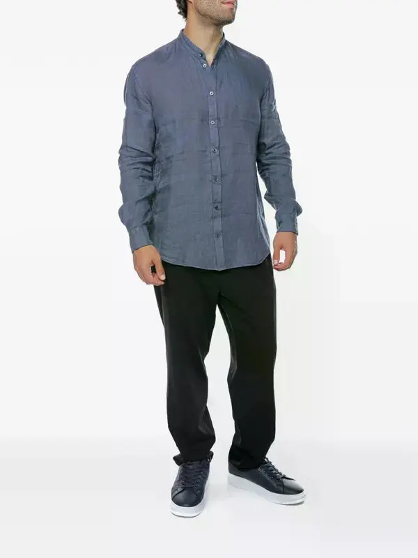 Emporio Armani Mandarin-collar Linen Shirt
