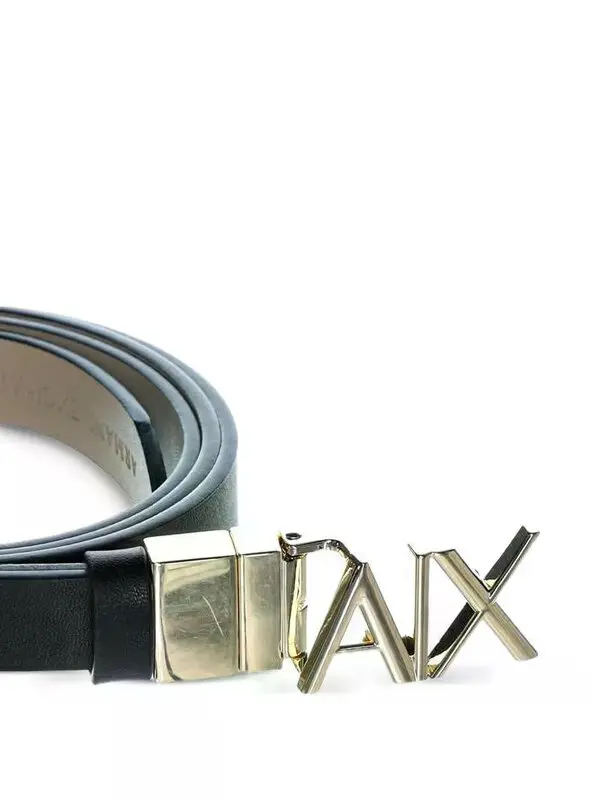 Armani Exchange Logo Plaque Leather Belt