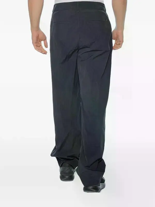 Armani Exchange Pleated Front Crinkled Trousers - Blue
