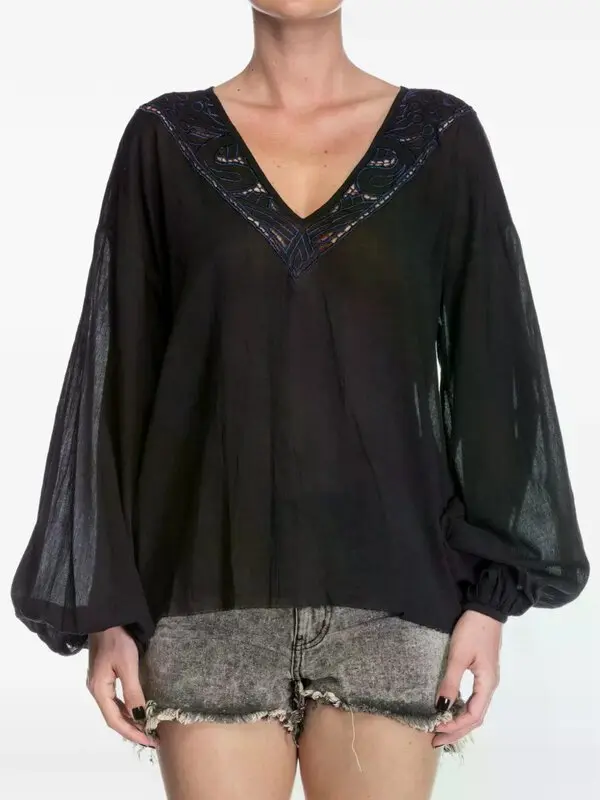 ONETEASPOON Devils Ladder Cotton Blouse - Black