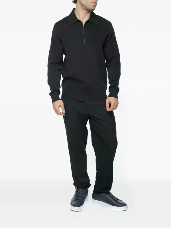 DRYKORN Gavvin Quarter-zip Knitted Polo Shirt - Black