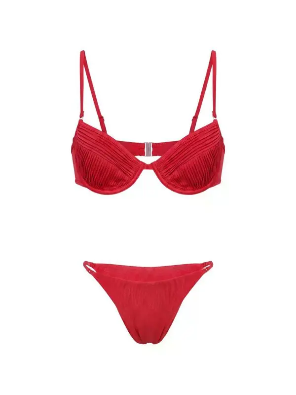 SELIA RICHWOOD Amy Shirred Pleated Bikini - Red