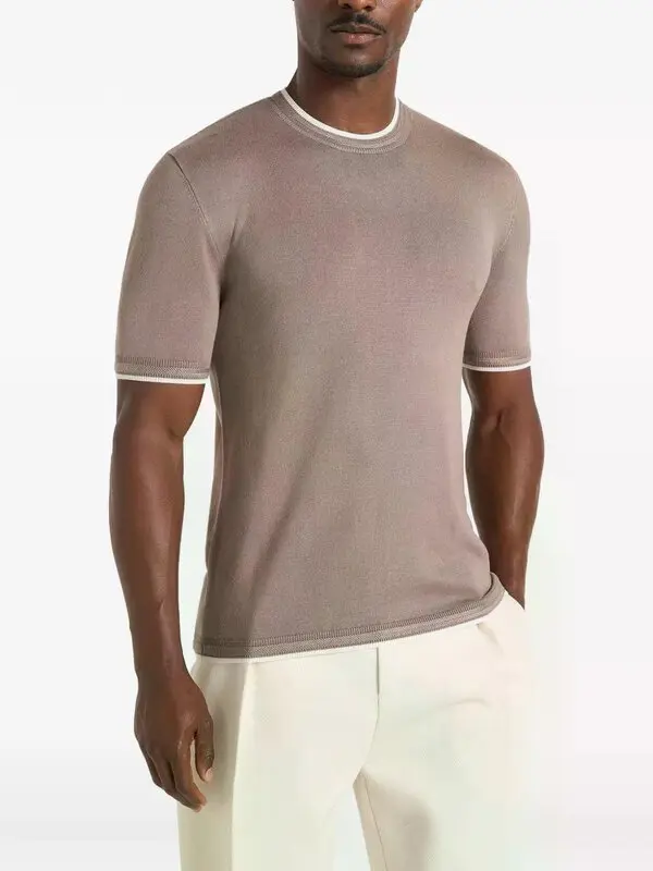 Manière De Voir Contrast Knit T-shirt - Brown