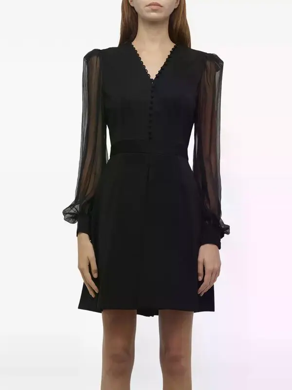 Alexander McQueen Sheer Sleeve Mini Dress - Black