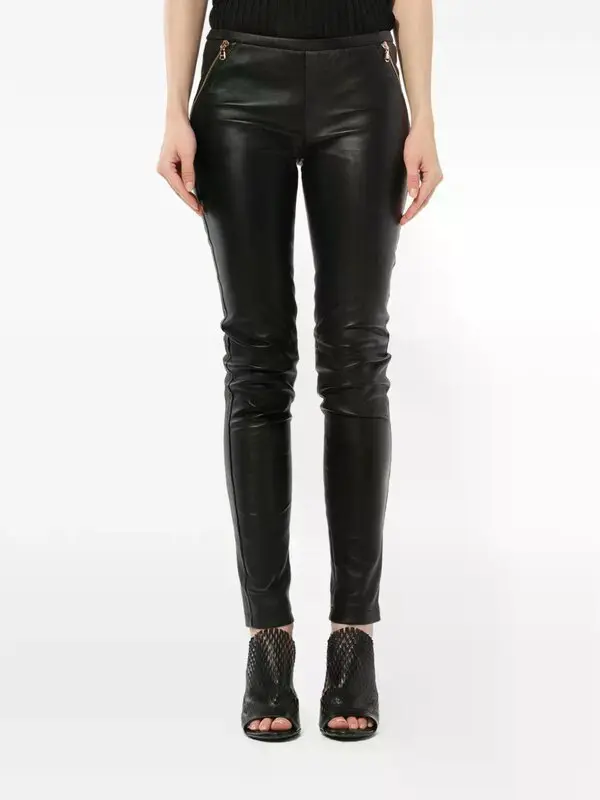 Emilio Pucci Lambskin Leather Zip-detail Trousers