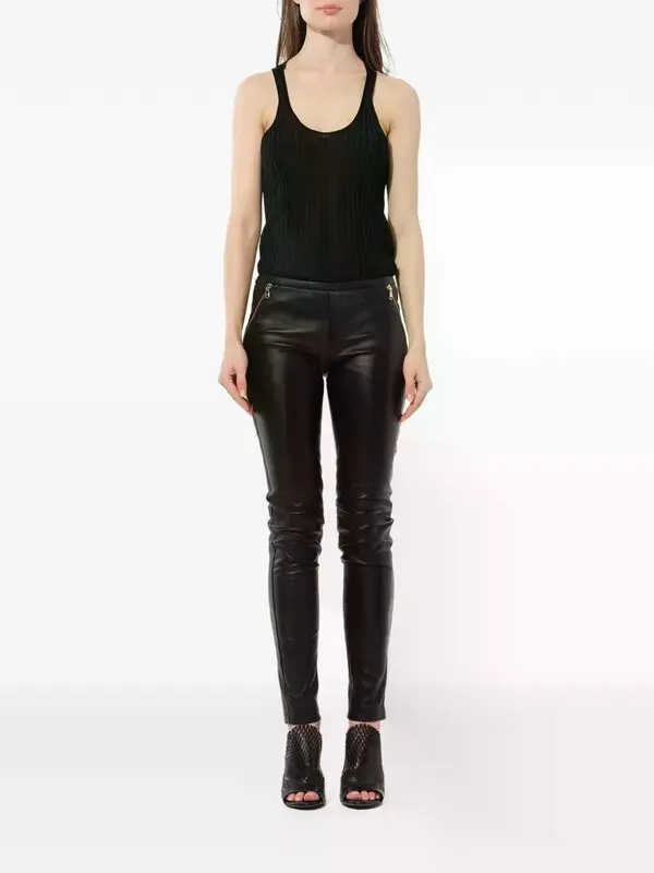 Emilio Pucci Lambskin Leather Zip-detail Trousers