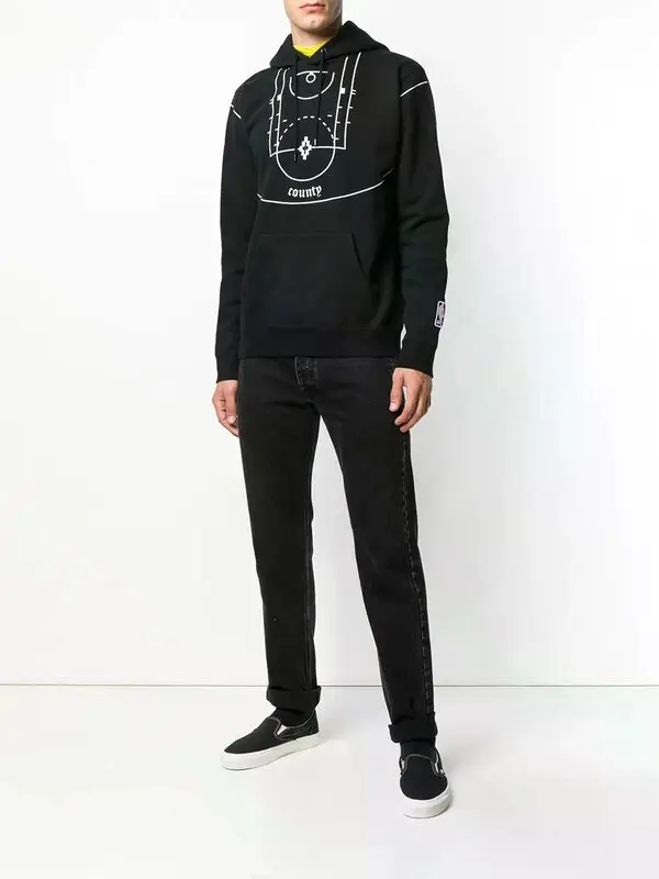 COUNTY OF MILAN Basketball Court Print Hoodie - Black