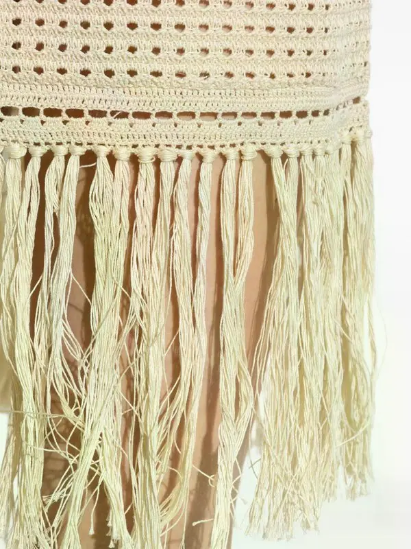 Zimmermann Fringe Trim Crochet Knit Mini Dress