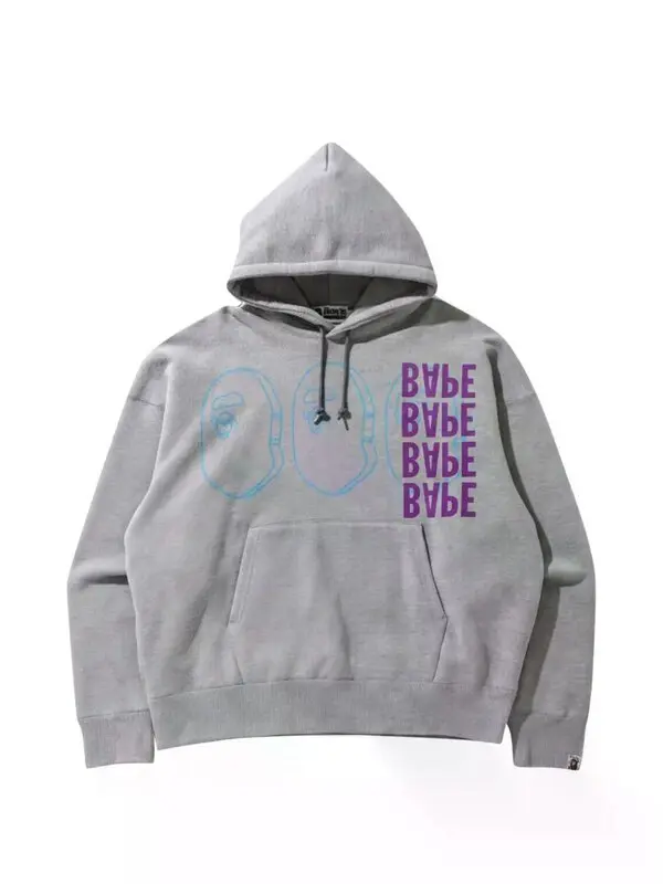 A BATHING APE Graphic Print Hoodie - Grey