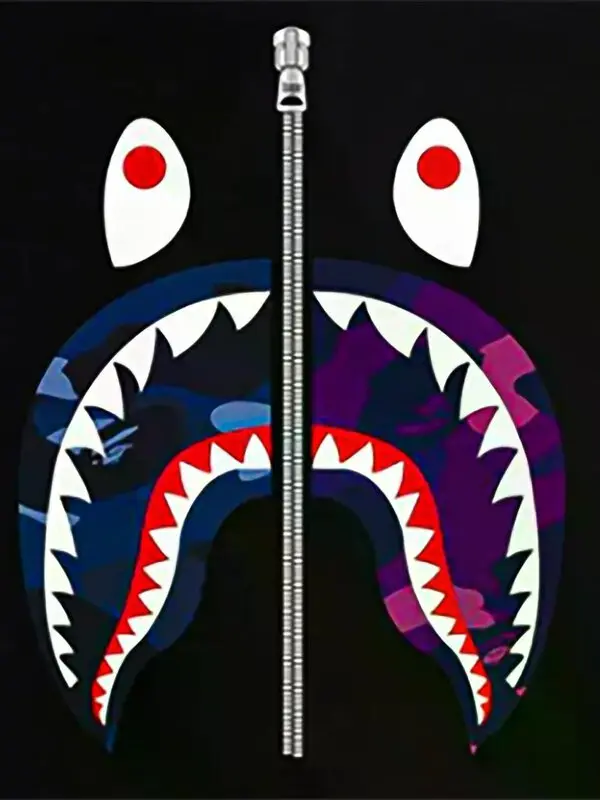 A BATHING APE Color Camo Shark T-shirt - Black