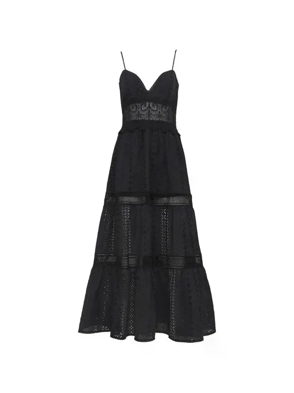 Loretta Caponi Demi Cotton Midi Dress - Black