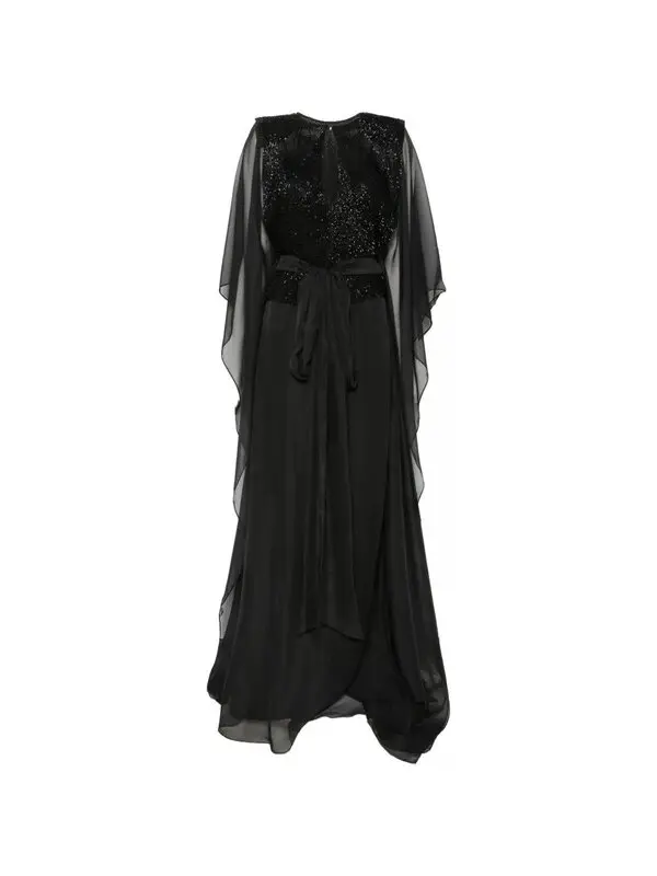SILK LOVE & LACE Artemis Sequin-embellished Maxi Dress - Black