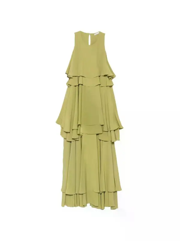 AMI Paris Tiered Ruffled Midi Dress - Green