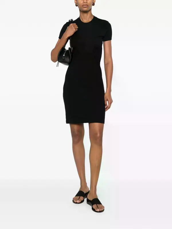Coperni Cotton Jersey Logo Detail Mini Dress - Black