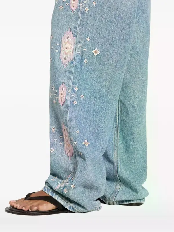 Retrofete Embroidered Crystal-embellished Jeans