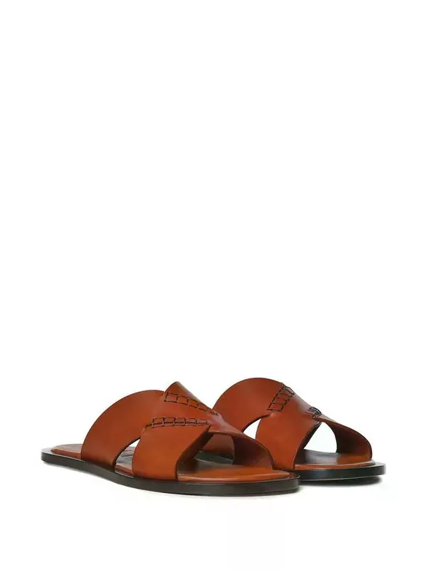 Loewe Crossover Strap Whipstitched Sandals - Brown