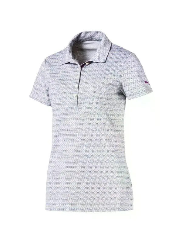 PUMA Sundays Geometric-print Polo Shirt - Grey