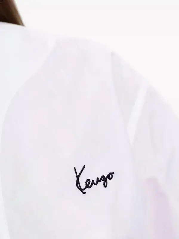 Kenzo Cropped Logo Embroidered Shirt