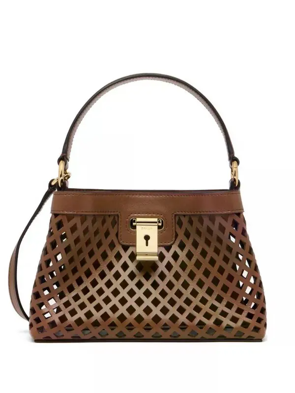 Bally Lock Me Laser-cut Leather Mini Bag - Brown