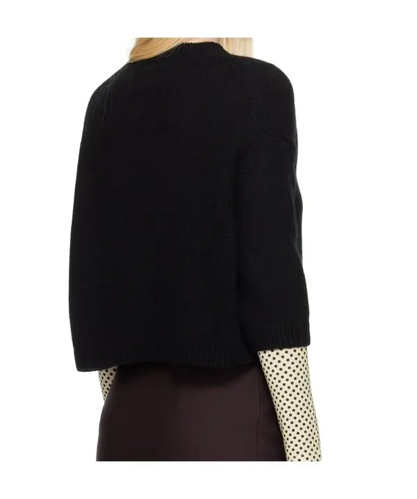 Khaite Crew Neck Elbow Sleeve Ribbed Hem Sweater