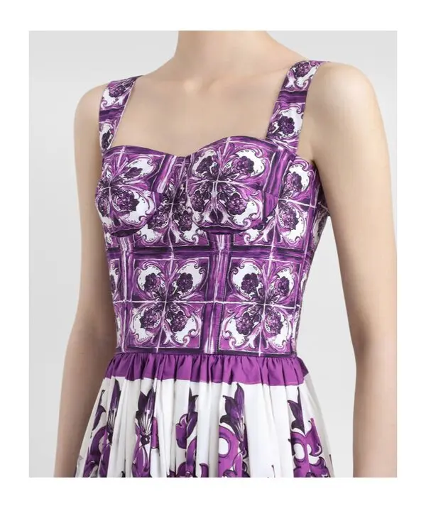 Dolce & Gabbana Majolica-printed Poplin Midi Dress